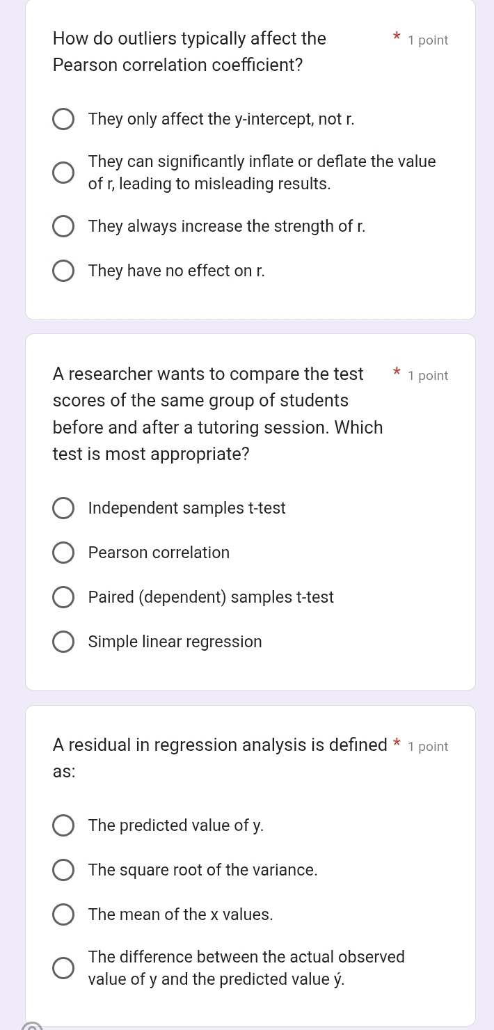 Solved: How do outliers typically affect the 1 point Pearson ...