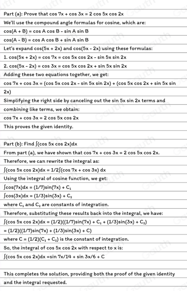 Solved: Show that cos 7x-cos 3x=2cos 5xcos 2x by expanding cos (5x+2x ...