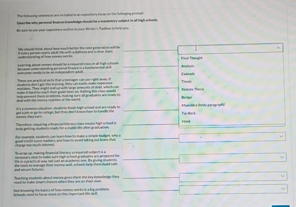 Solved: The following sentences are included in an expository essay on ...