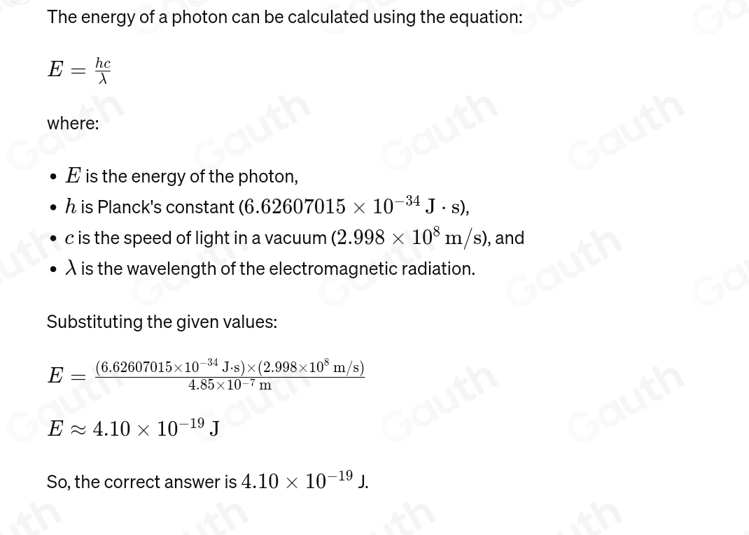Solved: What is the energy (in J) of a photon of electromagnetic ...