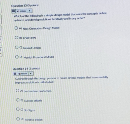 Solved: (5 paints) ) Listen ) Which of the following is a simple design ...