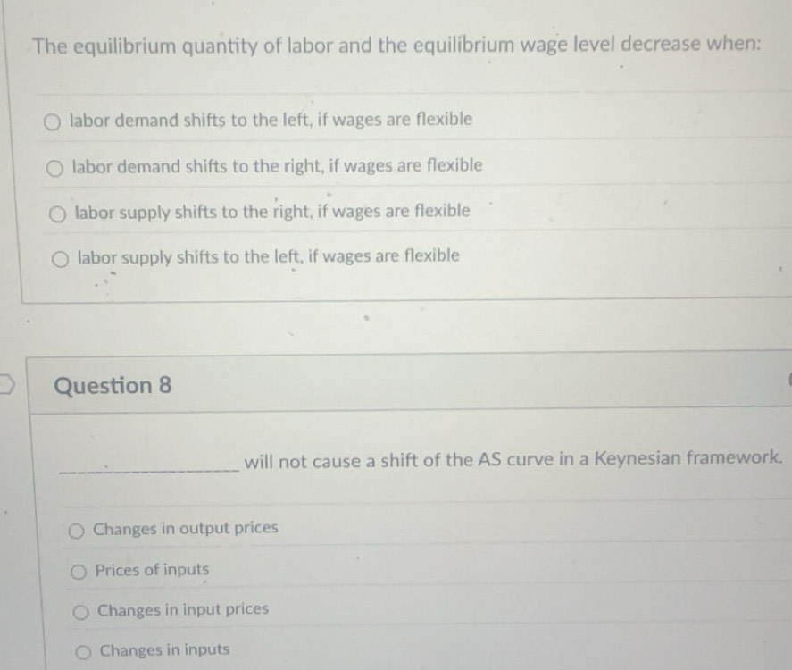 Solved: The equilibrium quantity of labor and the equilibrium wage ...