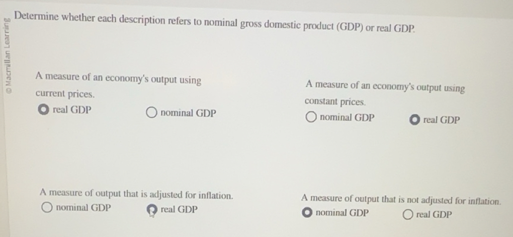 Solved: Determine whether each description refers to nominal gross ...