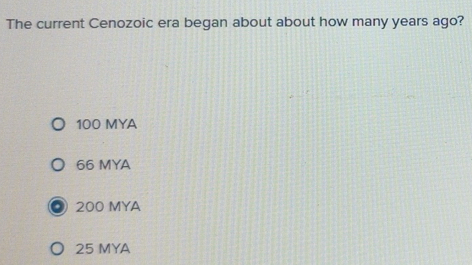 Solved: The current Cenozoic era began about about how many years ago ...