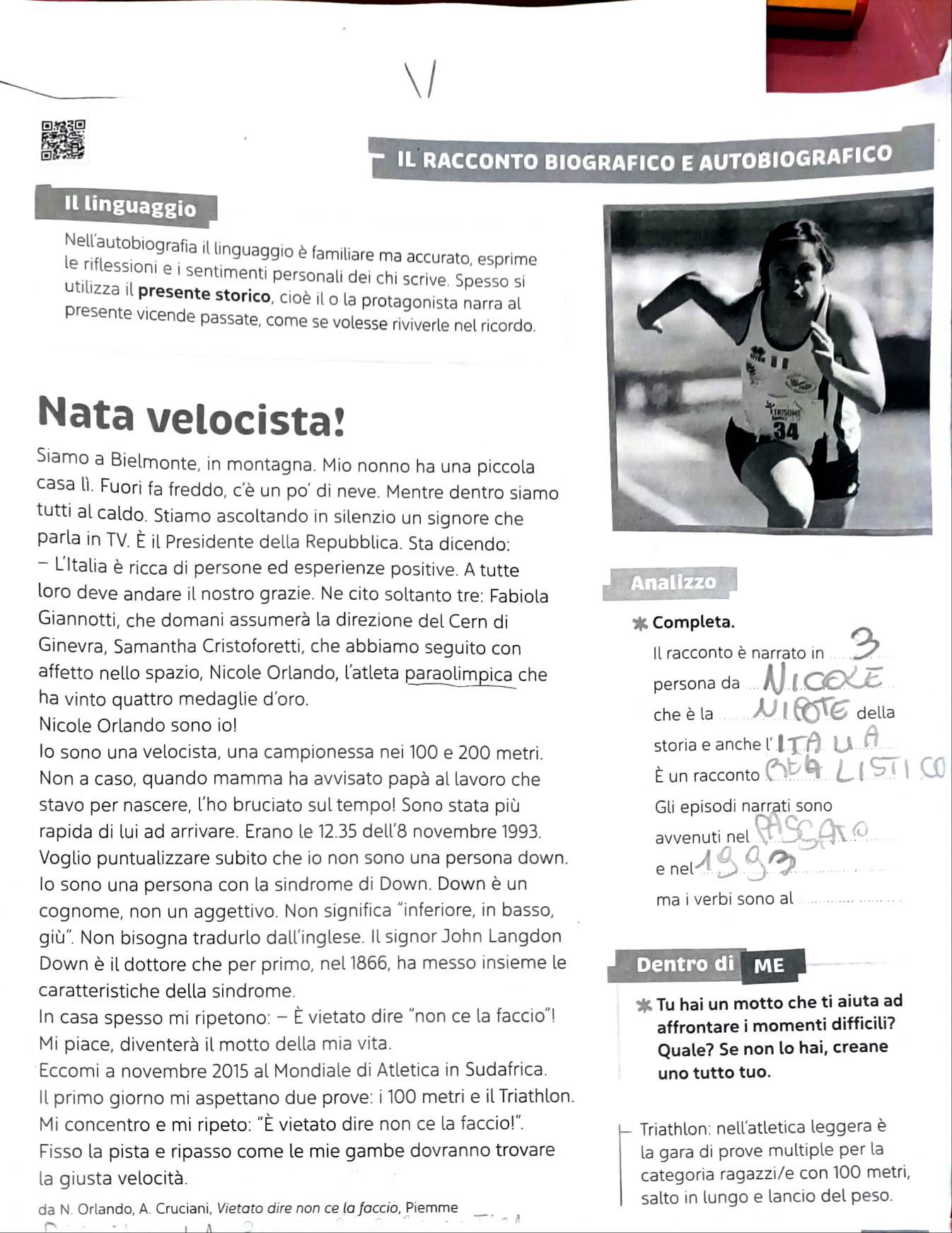 Risolto:IL RACCONTO BIOGRAFICO E AUTOBIOGRAFICO Il linguaggio Nell ...