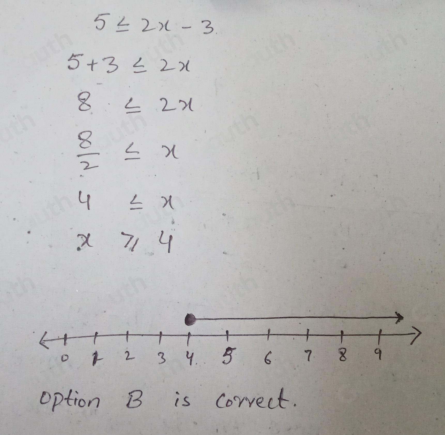 Solved: Work out which number line below shows the values that x can ...