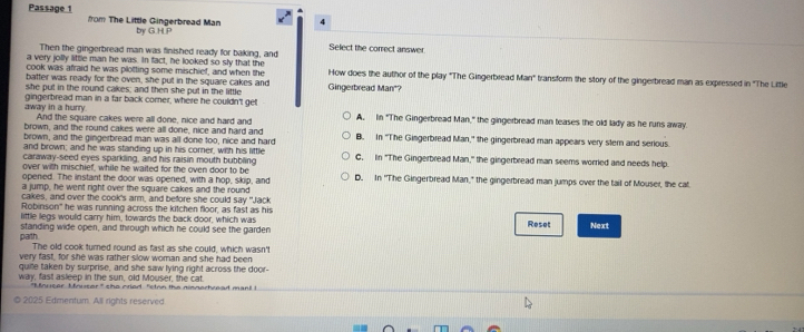 Solved: Passage 1 from The Little Gingerbread Man 4 by G.H.P Then the ...