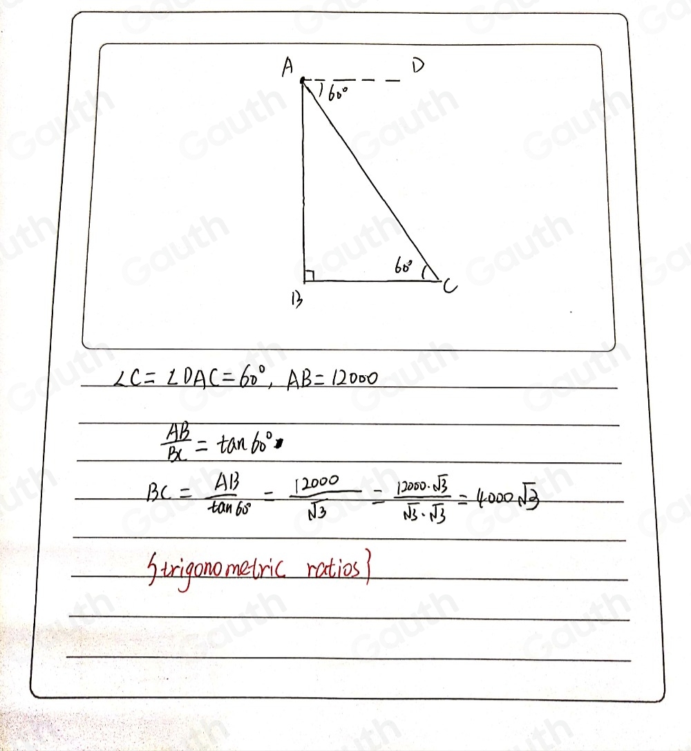 Nalutas:A plane is flying at an altitude of 12,000 meters. From the ...