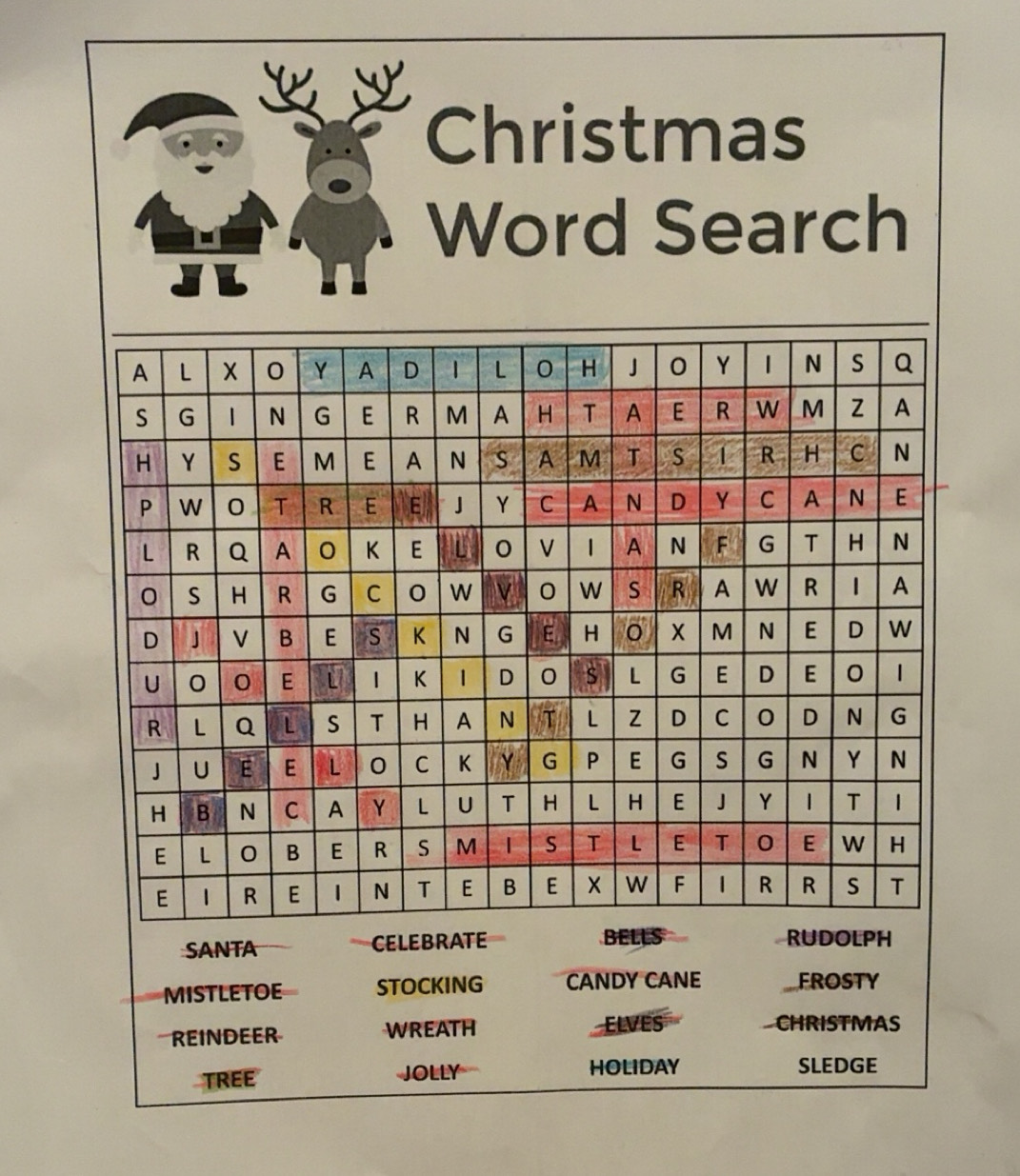 Risolto:Christmas Word Search SANTA CELEB MISTLETOE STOCKING CANDY CANE ...