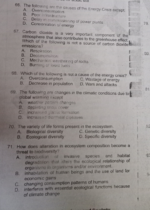 Solved: The following are the causes of the Energy Crisis except: A ...