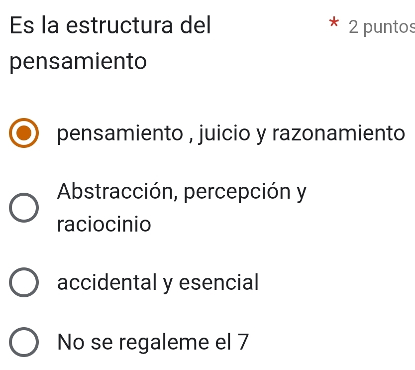 Resuelto:Es la estructura del 2 puntos pensamiento pensamiento , juicio ...