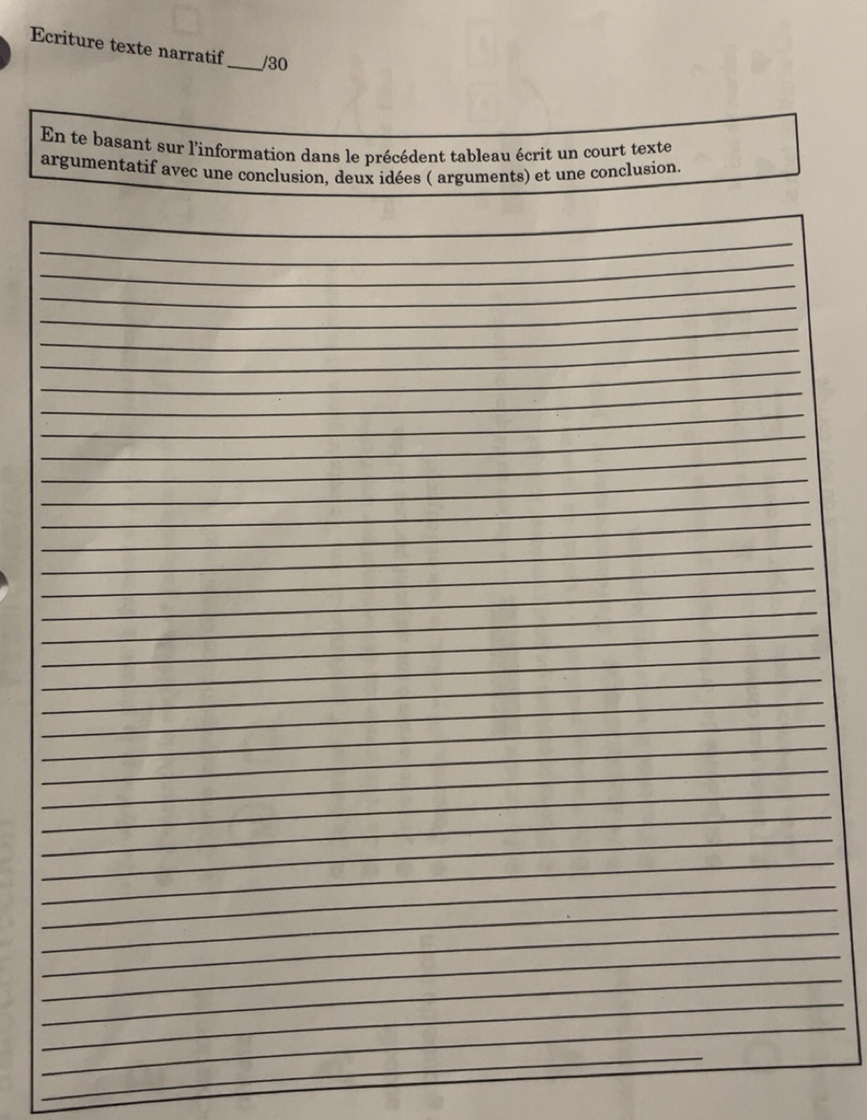 Solved: Ecriture texte narratif_ /30 En te basant sur l'information ...