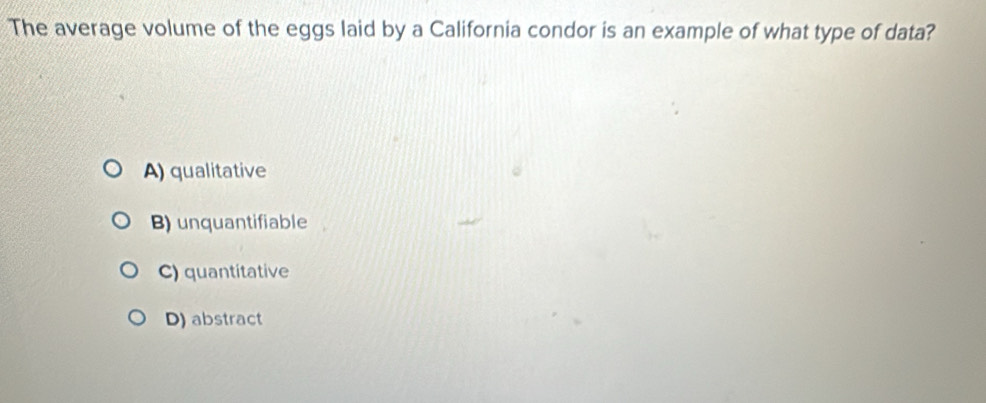 Solved: The average volume of the eggs laid by a California condor is ...