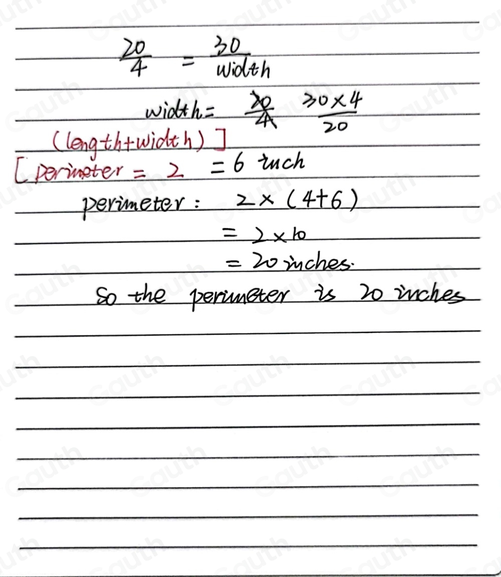 Solved: The rectangular floor of a classroom is 20 feet in length and ...