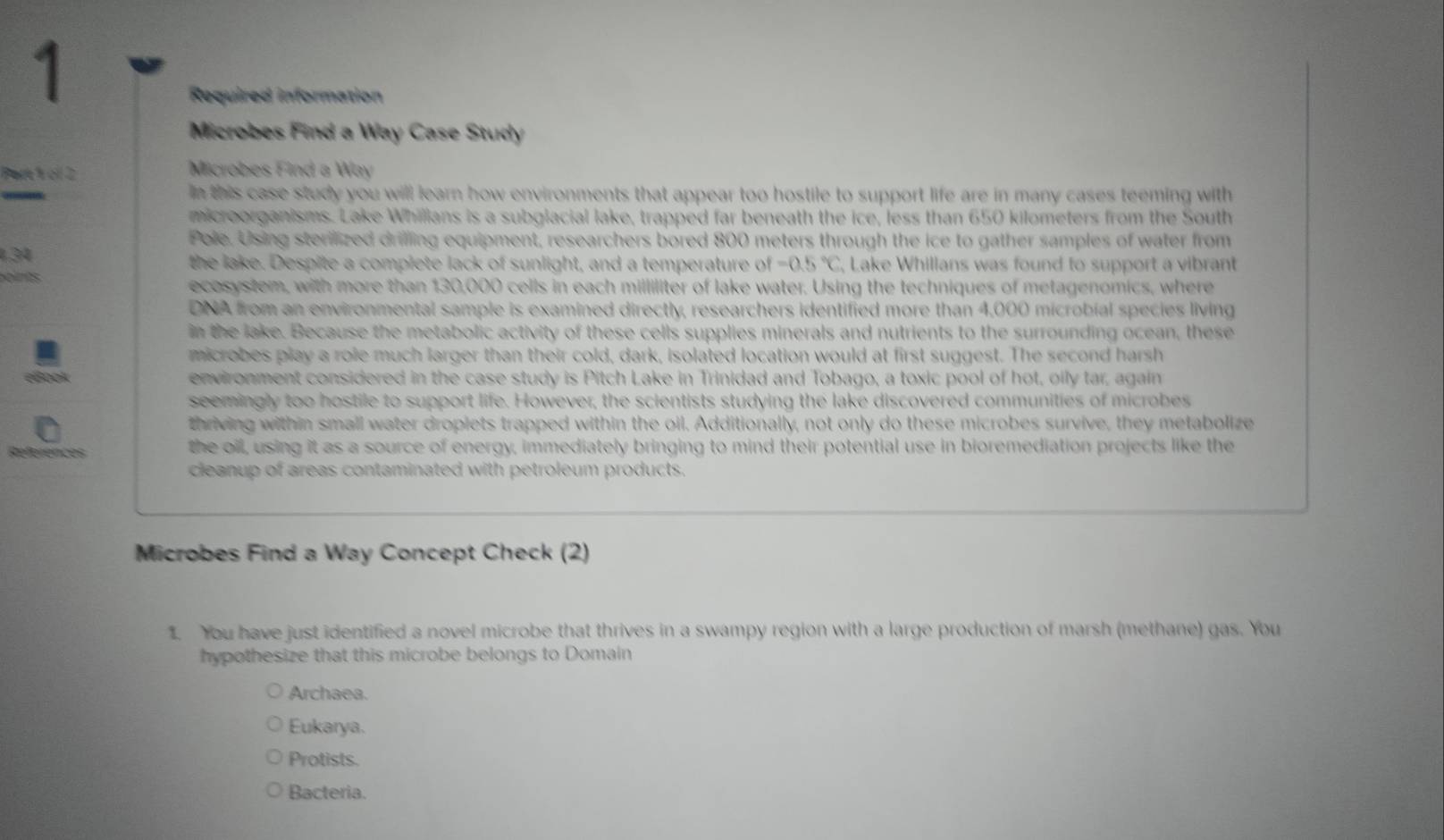 Solved: Required information Microbes Find a Way Case Study Part ½ cl 2 ...