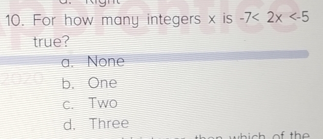 Solved: For how many integers x is -7