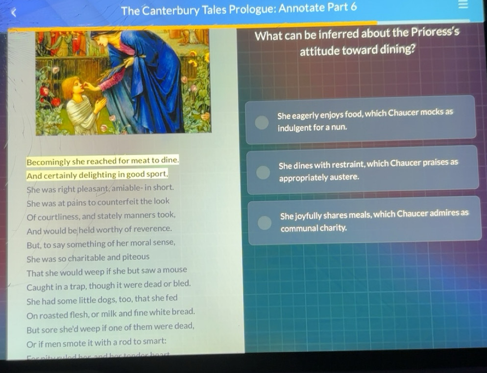 Solved: The Canterbury Tales Prologue: Annotate Part 6 What can be ...