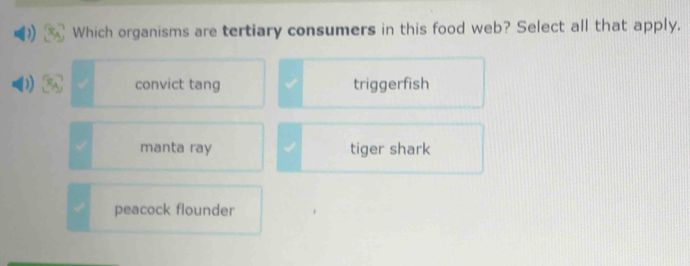 Solved: Which organisms are tertiary consumers in this food web? Select ...