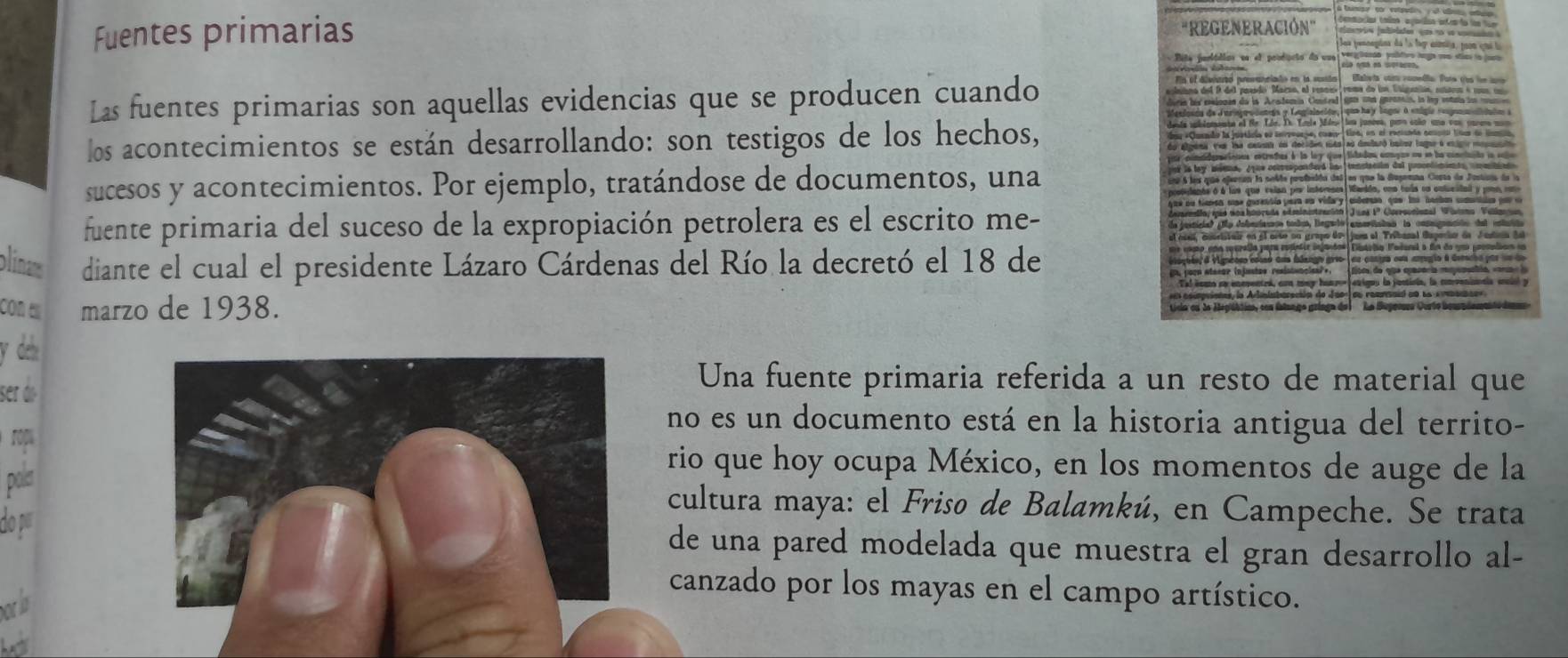 Resuelto:Fuentes primarias 'REGENERACIÓN' Sus tennopina da la fa dúmica ...