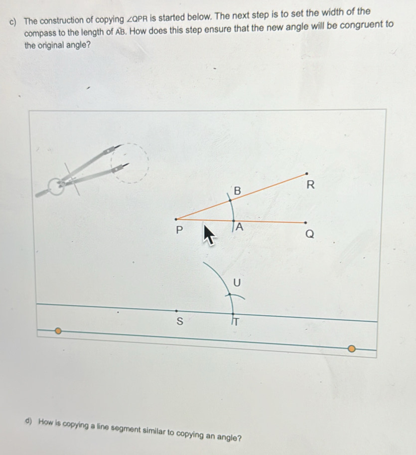 Solved: The construction of copying ∠ QPR is started below. The next ...