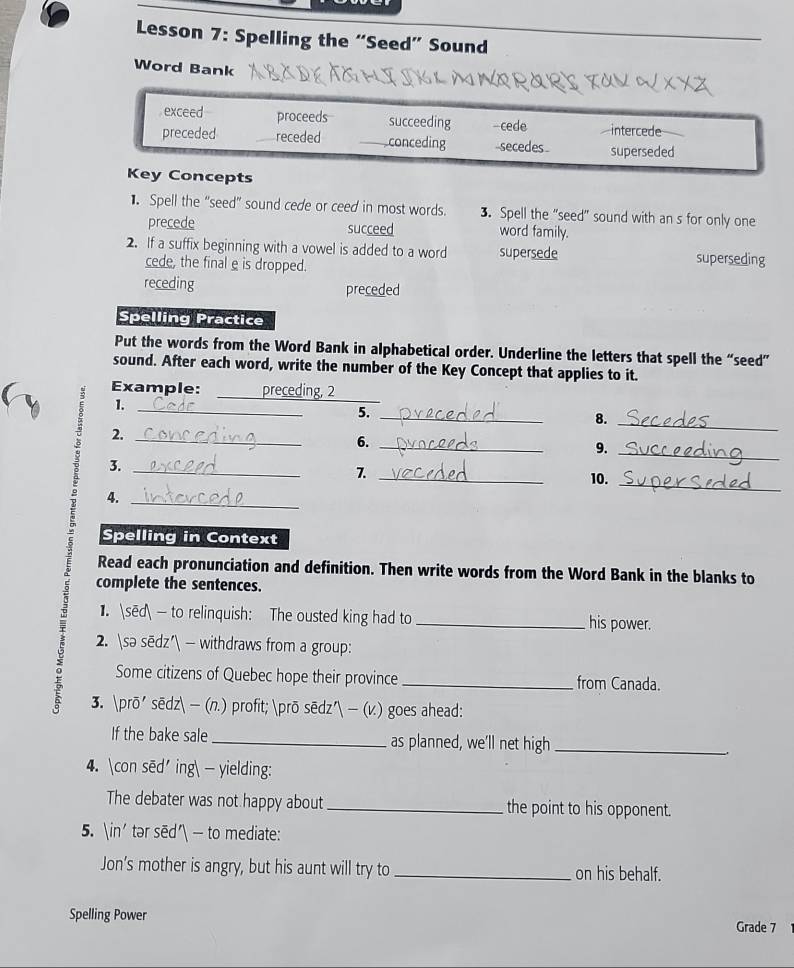 Solved: Lesson 7: Spelling the “Seed” Sound Word Bank n R r a r s x a ...