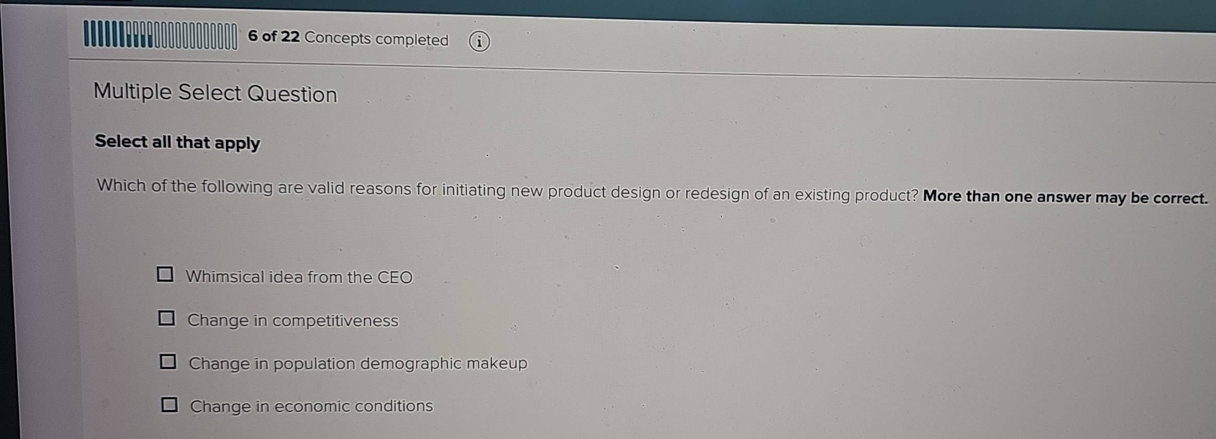 Solved: of 22 Concepts completed Multiple Select Question Select all ...