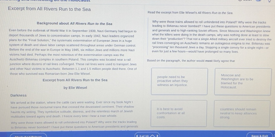 Solved: Excerpt from All Rivers Run to the Sea Read the excerpt from ...