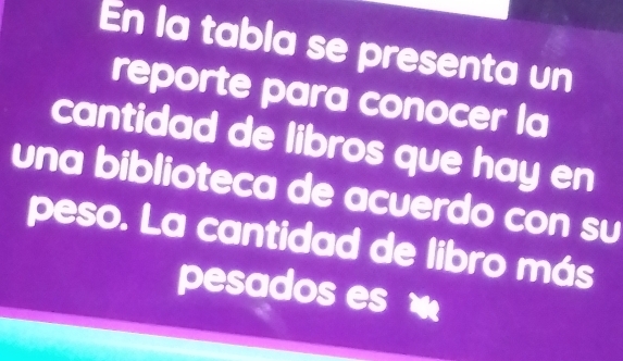 Resuelto:En la tabla se presenta un reporte para conocer la cantidad de ...