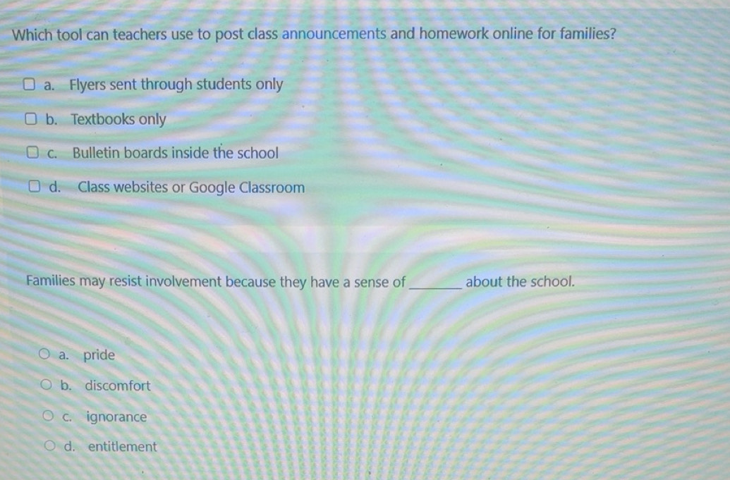 Solved: Which tool can teachers use to post class announcements and ...