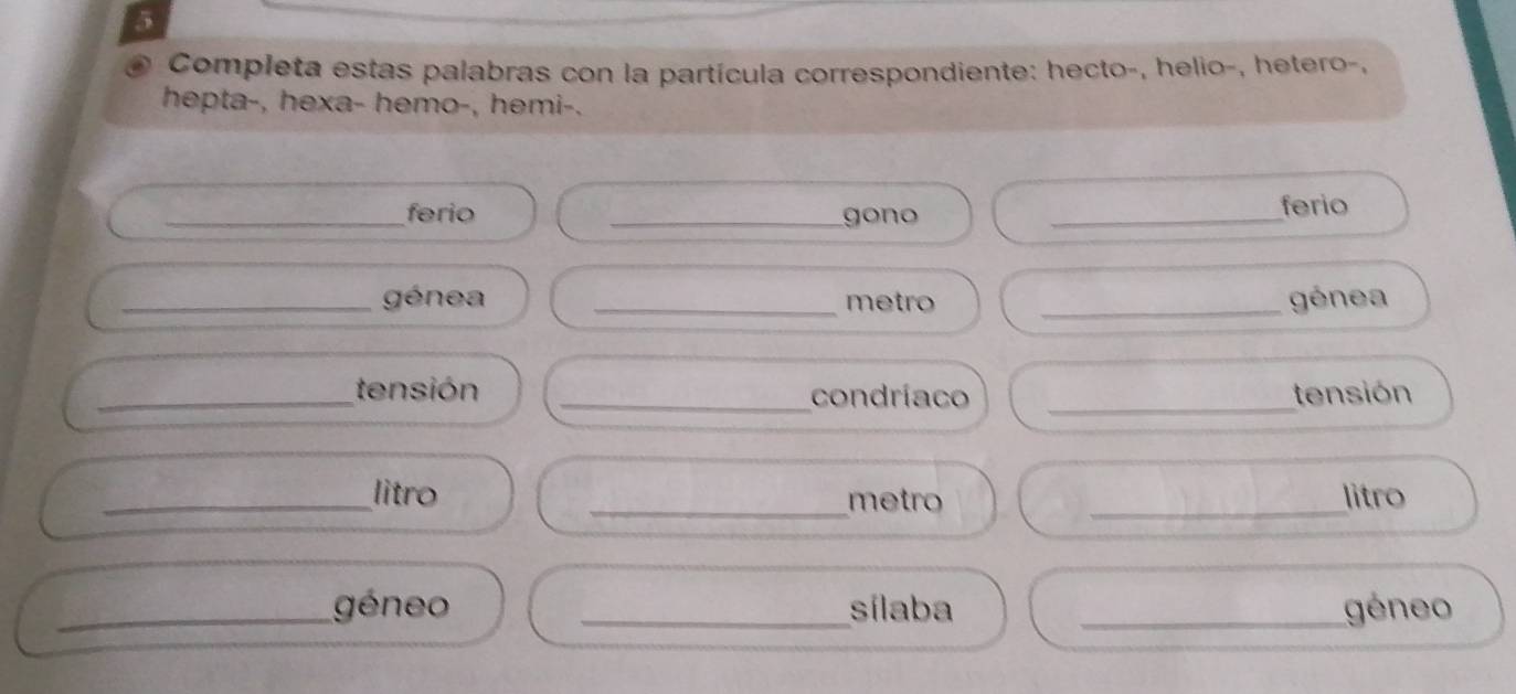 Resuelto:Completa estas palabras con la partícula correspondiente ...