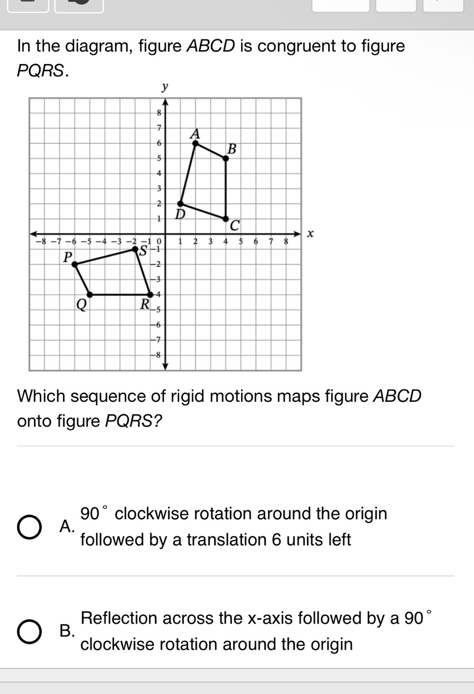 Solved: In the diagram, figure ABCD is congruent to figure Which ...
