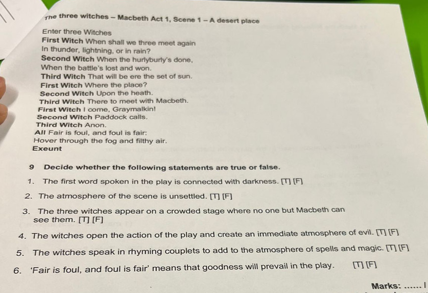 Risolto:The three witches - Macbeth Act 1, Scene 1 - A desert place ...