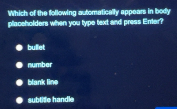 Solved: Which of the following automatically appears in body ...