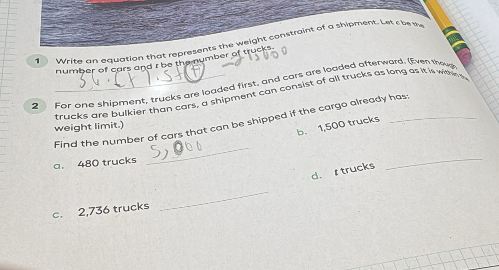 Solved: Write an equation that represents the weight constraint of a ...