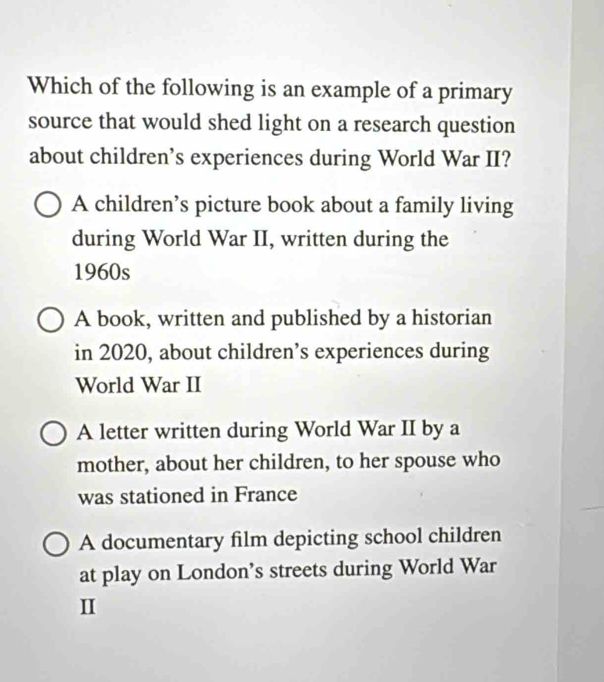 Solved: Which of the following is an example of a primary source that ...