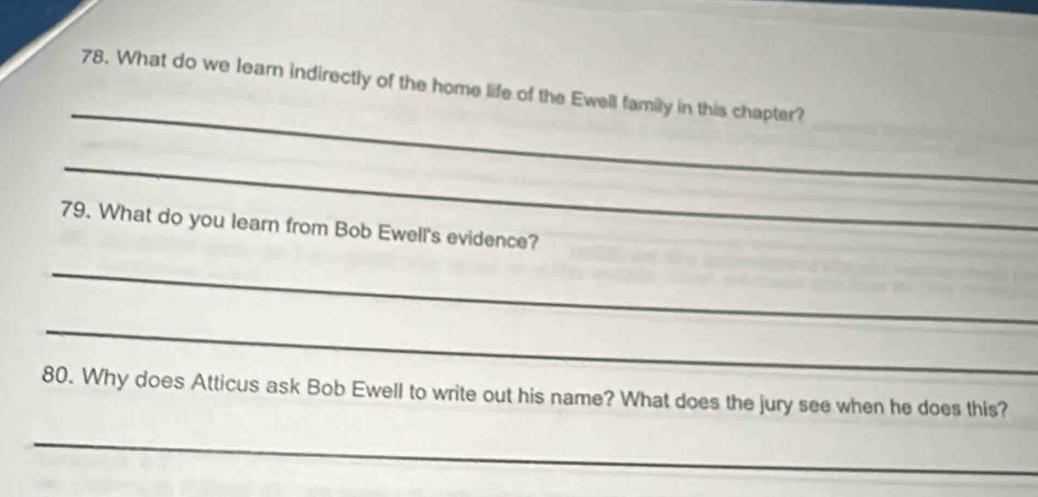 Solved: What do we learn indirectly of the home life of the Ewell ...