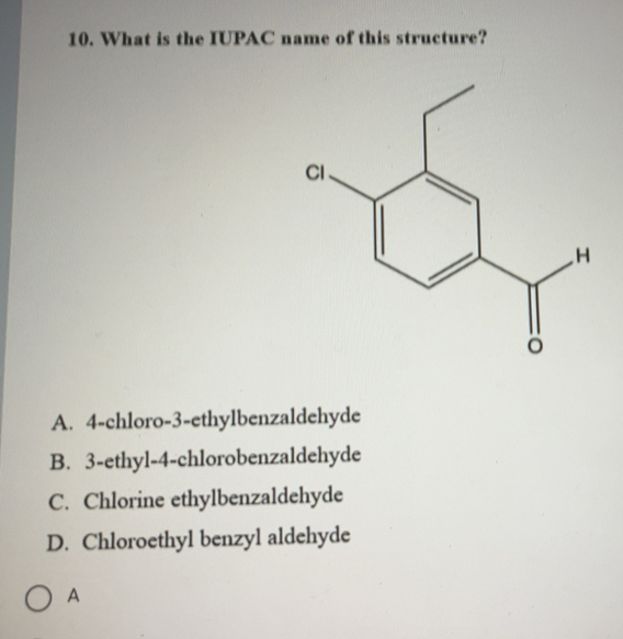 Resuelto:What is the IUPAC name of this structure? A. 4 -chloro -3 ...