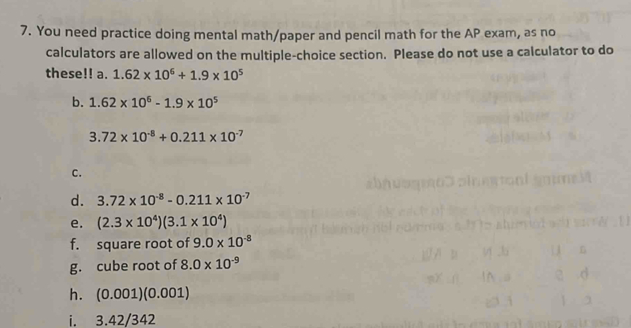 Solved: You need practice doing mental math/paper and pencil math for ...