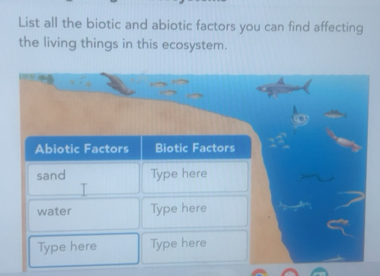 Gelöst:List all the biotic and abiotic factors you can find affecting ...