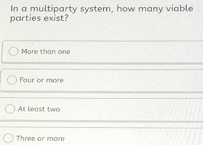 Solved: In a multiparty system, how many viable parties exist? More ...