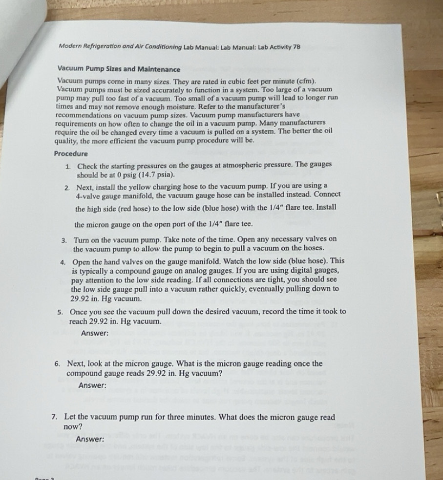 Solved: Modern Refrigeration and Air Conditioning Lab Manual: Lab ...