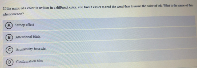 Solved: If the name of a color is written in a different color, you ...