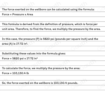 Solved: What is the force exerted on the wellbore if the bottom hole ...