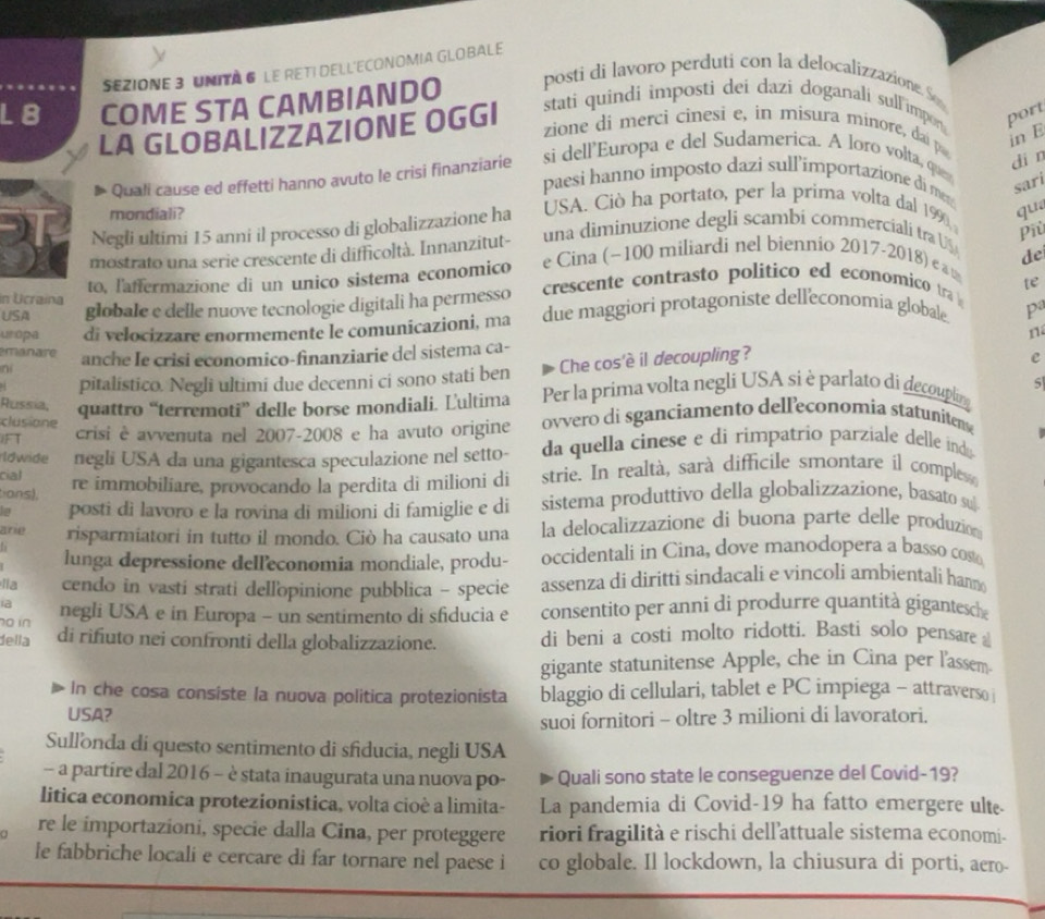 Risolto:SEZIONE 3 UNITA 6 LE RETI DELLECONOMIA GLOBALE L 8 COME STA ...