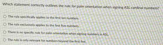Solved: Which statement correctly outlines the rule for palm ...