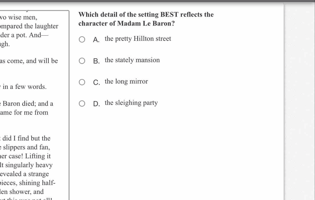 Solved: vo wise men, Which detail of the setting BEST reflects the ...