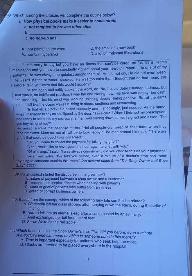 Solved: Which among the choices will complete the outline below? l. How ...