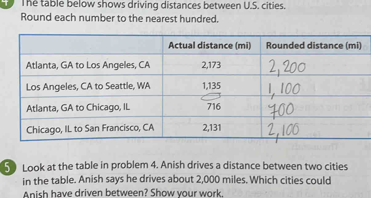 Solved: The table below shows driving distances between U.S. cities ...