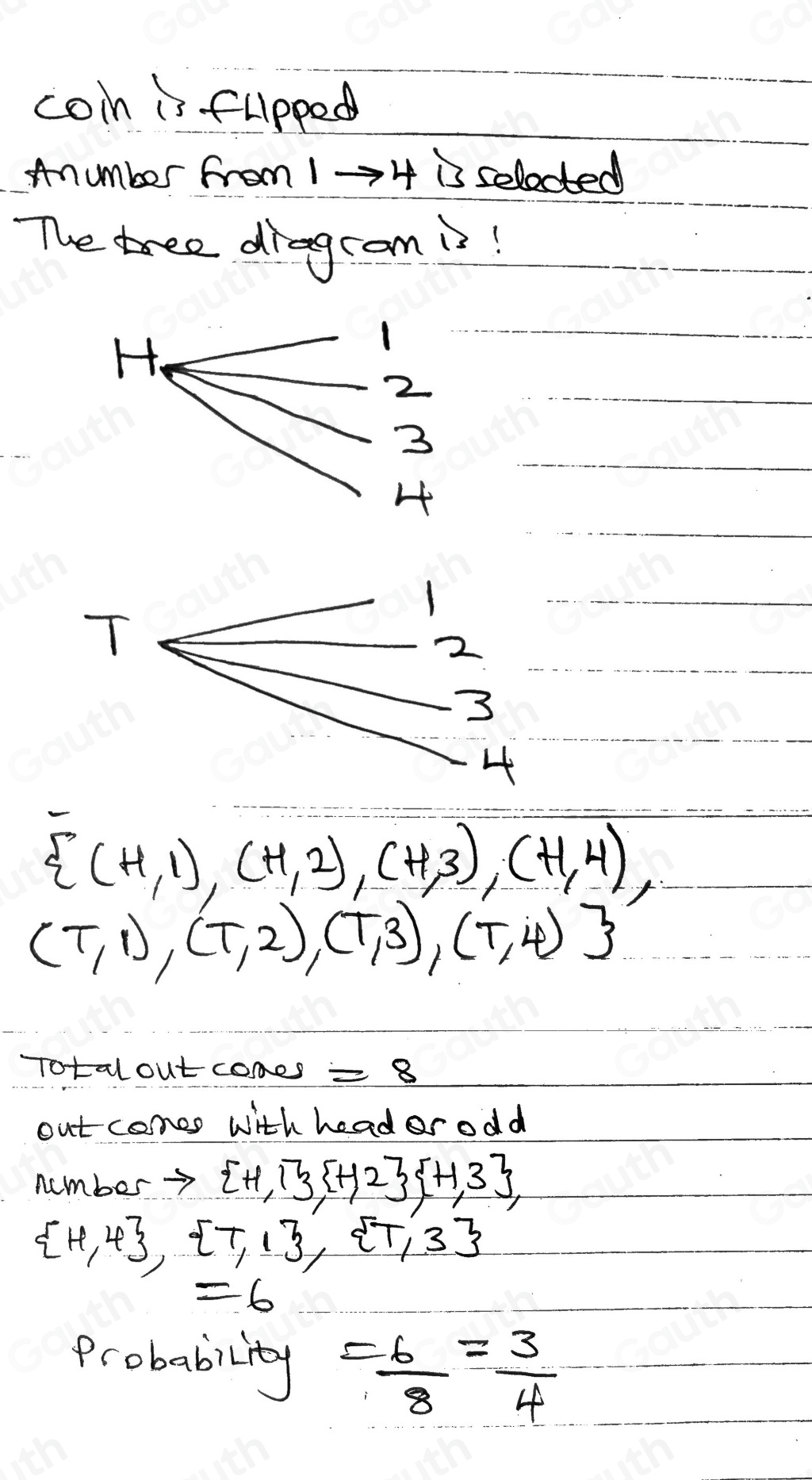 Solved: A coin is flipped and then a number from 1 through 4 is ...