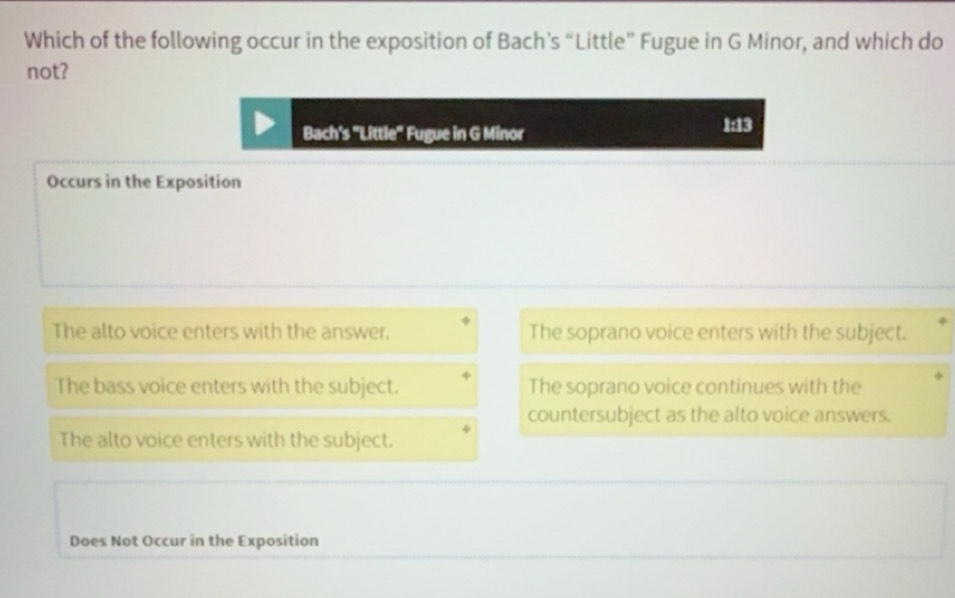Solved: Which of the following occur in the exposition of Bach’s ...